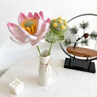 China Handmade Knitted Pile Artificial Flower Bouquet with Lotus and Peony Flowers A Beautiful Home Desktop Ornament for sale