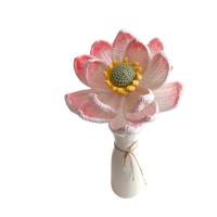China Handmade Knitted Pile Artificial Flower Bouquet with Lotus and Peony Flowers A Beautiful Home Desktop Ornament for sale
