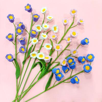 China Handmade Knitted Lily of the Valley Bouquet DIY Crochet Artificial Flower Handheld Bouquet for sale