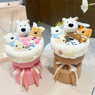 China West Highland White Terrier Dog Plush Doll Bouquet Sloppy Puppy Bouquet Birthday Gift for Girlfriend and Best Friend Wholesale from Flower Market Store for sale