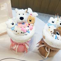 China West Highland White Terrier Dog Plush Doll Bouquet Sloppy Puppy Bouquet Birthday Gift for Girlfriend and Best Friend Wholesale from Flower Market Store for sale