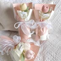 China Knitted Tulip Small Flower Bouquet Sunflower Woolen Flower Finished Product Company Procurement Team Building Gift for sale