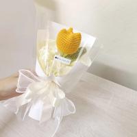 China Knitted Tulip Small Flower Bouquet Sunflower Woolen Flower Finished Product Company Procurement Team Building Gift for sale