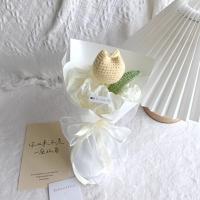 China Knitted Tulip Small Flower Bouquet Sunflower Woolen Flower Finished Product Company Procurement Team Building Gift for sale