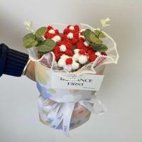 China Birthday Gift Handmade Knitted Woolen Flower Bouquet Roses Gift for Girls and Best Friends Graduation Finished Product Creative Valentine's Day and for Teachers for sale