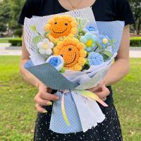 China Smiling Face Sunflower and Common Sunflower Woolen Flower Bouquet Finished Product Birthday and Valentine's Day Gift Handmade Knitted Flowers Cross-border Wholesale for sale