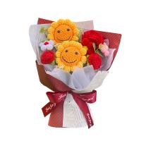 China Smiling Face Sunflower and Common Sunflower Woolen Flower Bouquet Finished Product Birthday and Valentine's Day Gift Handmade Knitted Flowers Cross-border Wholesale for sale