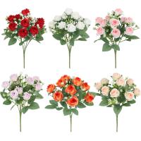 China Artificial Rose Bouquet in White Perfect for Living Room and Mall Display 20x30cm for sale