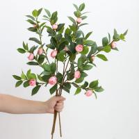 China Camellia Artificial Flowers for Wedding Photography Props and Living Room Dining Table Decoration in Plastic Material for sale