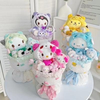 China Hand-held flower bouquet cartoon plush doll bouquet birthday gift for girlfriend Chinese Valentine's Day birthday gift for sale