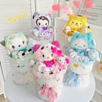 China Hand-held flower bouquet cartoon plush doll bouquet birthday gift for girlfriend Chinese Valentine's Day birthday gift for sale