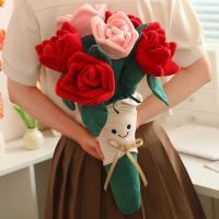 China Pink Rose Couple Festival Birthday Gifts for Girls Wholesale Rose Artificial Flower Bouquet for sale