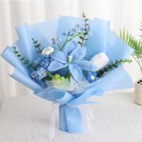 China Cross-border Mother's Day gift birthday knitted rose bouquet wool knitted sunflower simulation flower lily for sale