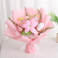 China Cross-border Mother's Day gift birthday knitted rose bouquet wool knitted sunflower simulation flower lily for sale