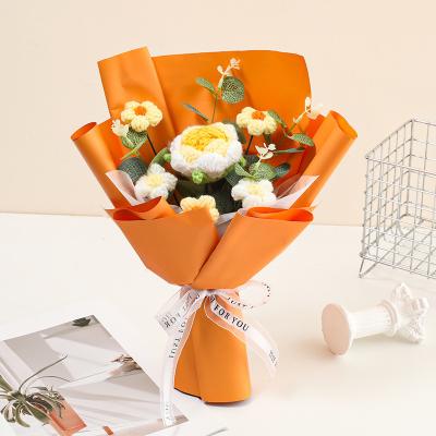 China 20x30cm Yarn Flowers in Multiple Color Handmade Woven Floral Gift for Valentine's Day or as a Bride's Hand-Held Bouquet for sale