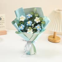 China Handmade Yarn Flower Bouquet Crochet Knitted Floral Gift Faux Blooms Handheld Bouquet with Multiple Color for sale