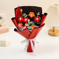 China Handmade Yarn Flower Bouquet Crochet Knitted Floral Gift Faux Blooms Handheld Bouquet with Multiple Color for sale