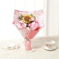 China 20x35cm Hand-Knitted Bouquet Sunflower and Rose Simulation Wool in Multiple Colors Ideal for Valentine's Day and Birthdays for sale
