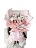 China Hand-knitted Yarn Flower Bouquet - Macaron Color Crochet Floral Gift for Girlfriend & Bestie for sale