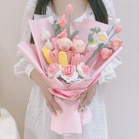 China Hand-knitted Yarn Flower Bouquet - Macaron Color Crochet Floral Gift for Girlfriend & Bestie for sale