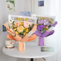 China 40x30cm Carnation Knitted Yarn Bouquet Beautiful Mother's Day Present for sale