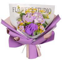 China 40x30cm Carnation Knitted Yarn Bouquet Beautiful Mother's Day Present for sale
