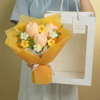 China 30x35cm Knited Pile Handmade Tulip Yarn Bouquet Great Mother's Day Present for sale