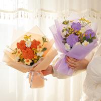 China 30x35cm Knited Pile Handmade Tulip Yarn Bouquet Great Mother's Day Present for sale