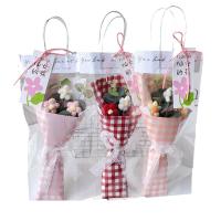 China Mother's Day Pastel Bouquet - Hand-Knitted Puff Flowers with Plush Yarn for sale