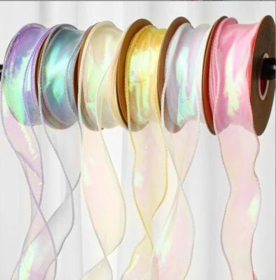 China 4cm6cm Colorful Fishtail Yarn Ribbon Factory Bagged Flower Art Bud Silk Weaving Belt Cake Baking Bag Wholesale of binding straps for sale