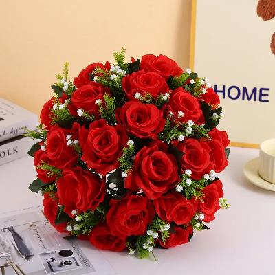 China Wholesale Wedding Faux Silk Fake Floral Bouquet Plastic Artificial Roses Flowers Balls for Wedding Centerpieces for sale