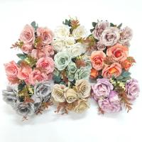 China Artificial flower silk rose bouquet wedding home decoration for sale