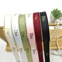China Hot stamping thread ribbons, English holiday gifts, flower bundles, satin ribbons, fresh flowers, flower shops, baking DIY, flower shops, straps for sale