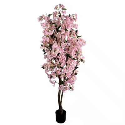 China 150cm Artificial Cherry Tree Pink Artificial Cherry Blossom Tree Artificial Plant for Garden Wedding Decoration for sale