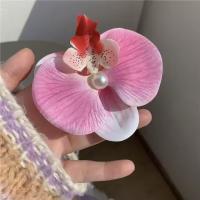 China Hot Selling Artificial Floral Orchid Hairpins Flower Hair Clip Seaside Vacation Hair Accessories for sale