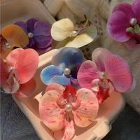 China Hot Selling Artificial Floral Orchid Hairpins Flower Hair Clip Seaside Vacation Hair Accessories for sale