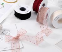 China Flower shadow gauze belt, bubble cotton flower decoration material, bouquet tie, gift packaging, ribbon polka dot ribbon, flower shop use for sale