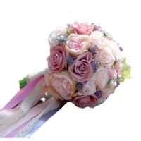 China Artificial Pink Rose Flower Bouquet Home Wedding Decorative Flowers for Bride Bridesmaid Flower Bouquets Valentines Day Gift for sale