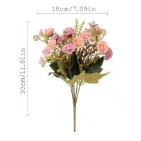 China Simulation Silver Dusty Rose Wedding Decoration Christmas Party Rose Flores Gold Artificial Silk Flowers Bouquet for sale
