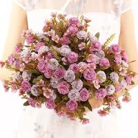 China Simulation Silver Dusty Rose Wedding Decoration Christmas Party Rose Flores Gold Artificial Silk Flowers Bouquet for sale