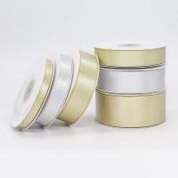 China Spot gold and silver ribbon gifts, gold and silver silk woven ribbons, fresh flower gift boxes, packaging accessories, ribbons for sale