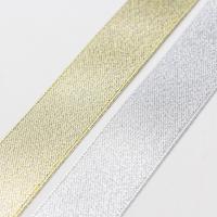 China Spot gold and silver ribbon gifts, gold and silver silk woven ribbons, fresh flower gift boxes, packaging accessories, ribbons for sale
