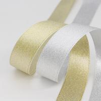 China Spot gold and silver ribbon gifts, gold and silver silk woven ribbons, fresh flower gift boxes, packaging accessories, ribbons for sale