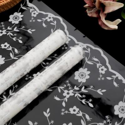 China Yitong imitation lace lace transparent cellophane bouquet waterproof flower wrapping paper opp plastic flower wrapping material for sale