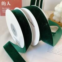 China Ink green velvet single-sided velvet woven ribbon velvet silk ribbon handmade DIY bow bouquet packaging gift for sale