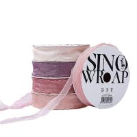 China Flower clothes, super sweet gauze belt, solid color, wavy snow gauze, embroidered silk ribbon, fresh flowers, gifts, bows, manufacturers, spot wholesale for sale