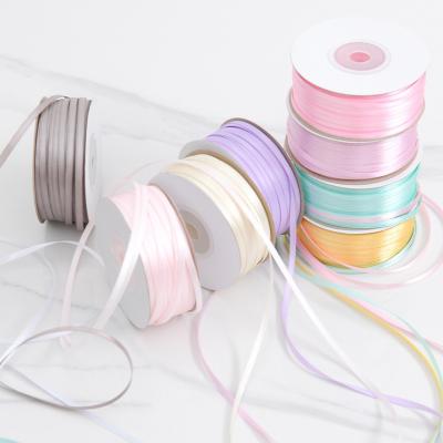 China Birthday cake decoration 0.3cm bow ribbon handmade DIY bouquet floral bag flower gift box packaging ribbon for sale