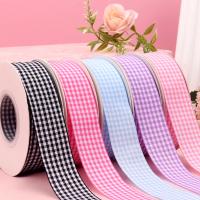 China Wholesale 2.5cm grid woven ribbon handmade DIY ribbon ribbon gift flower packaging wedding color With cloth and silk tape for sale