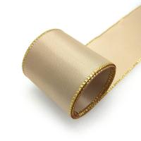 China 35 color gold onion edge ribbon 28801 Yao Ming polyester satin gold edge ribbon flower packaging tape for sale