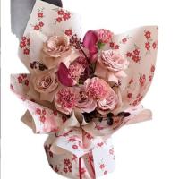 China Spring floral packaging paper, thickened fresh flower bouquet packaging paper, waterproof printed packaging paper, flower shop floral art packaging for sale